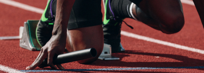 A runner on the starting line represents on the starting line the power ...